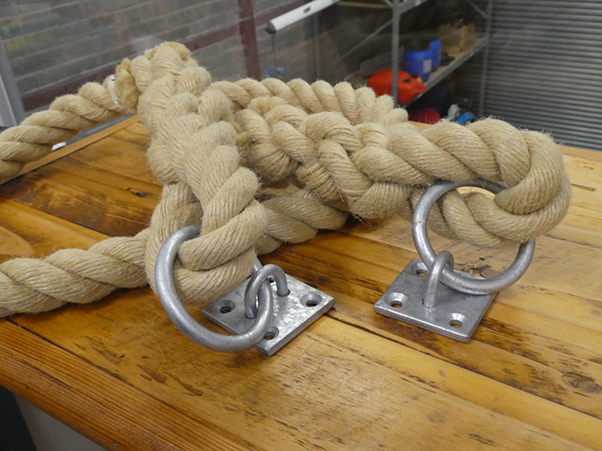 Decking rope with soft splice and ring plate at both ends (2506) [Deck ...